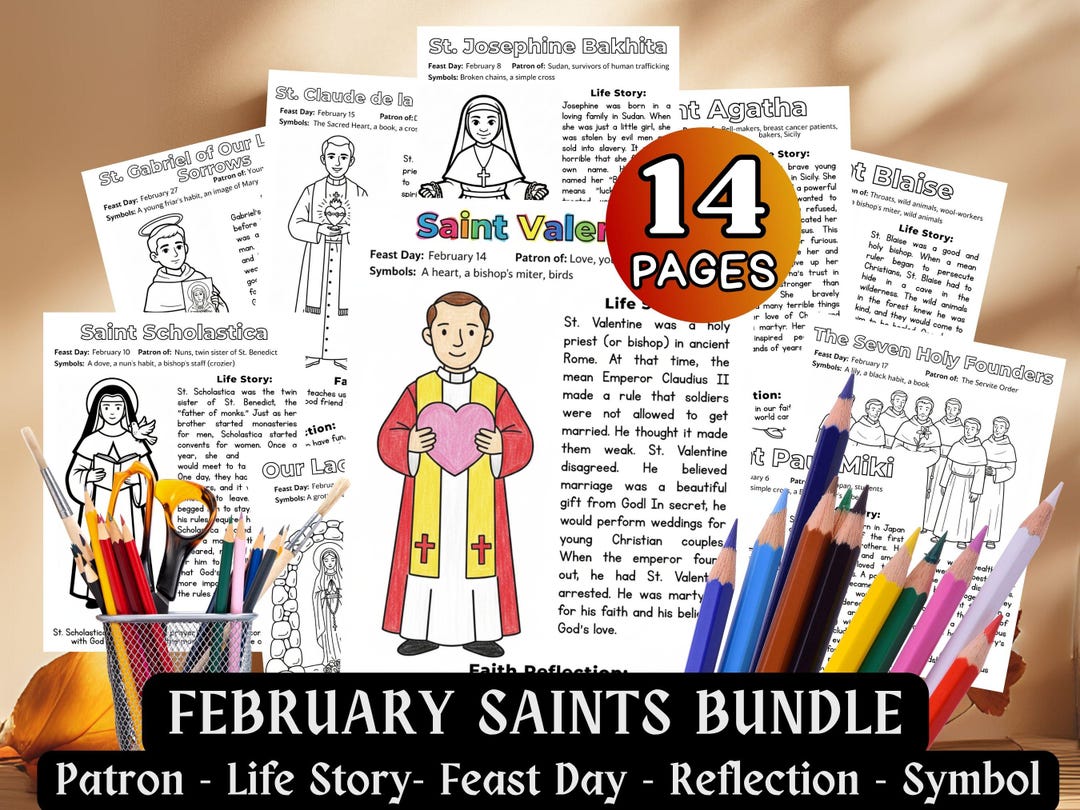 February Feast Catholic Saints Coloring Pages Mega Bundle Kids ...