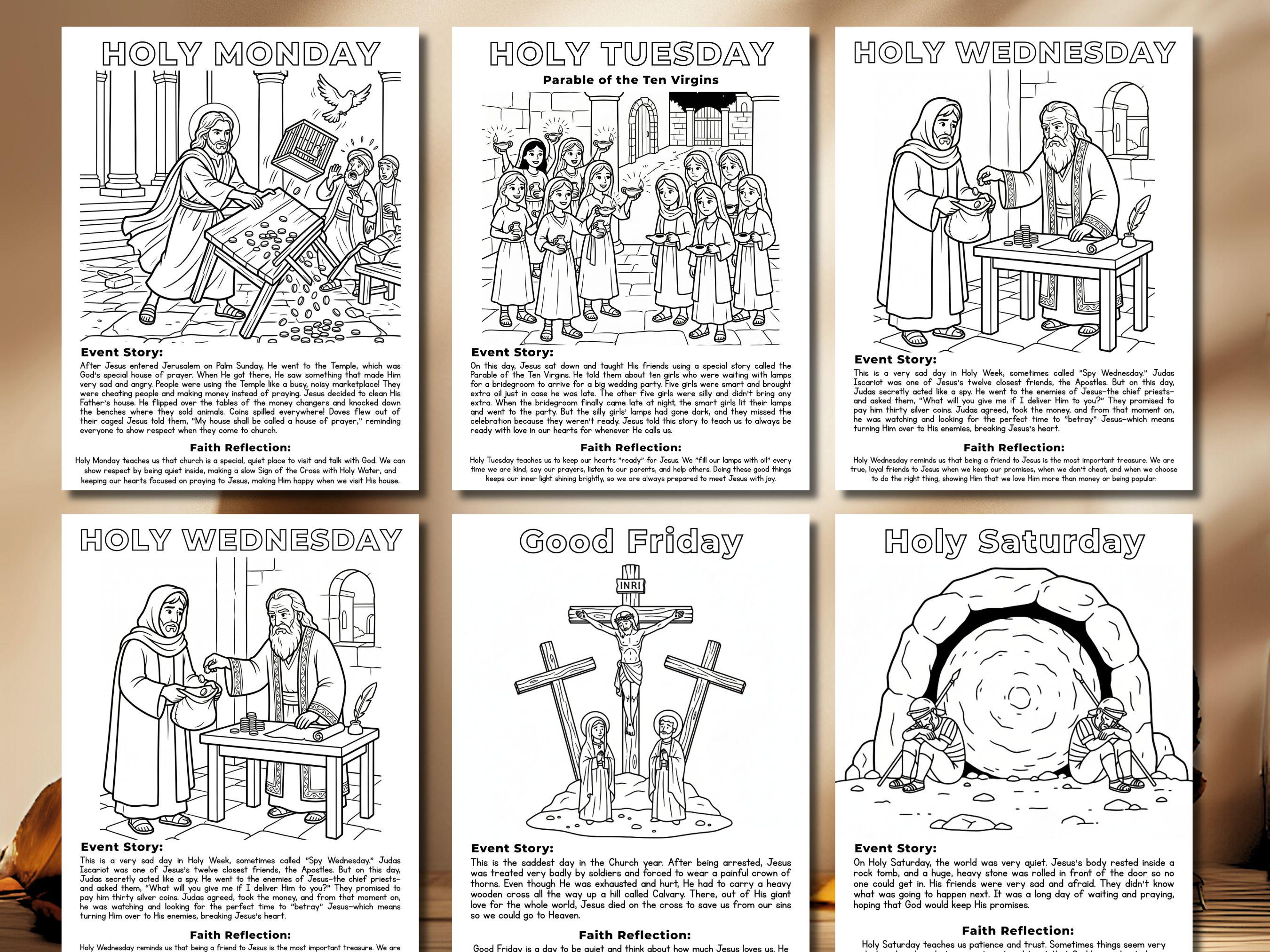 Holy Week Coloring Page Bundle, Kids Catholic Holy Week Activity ...