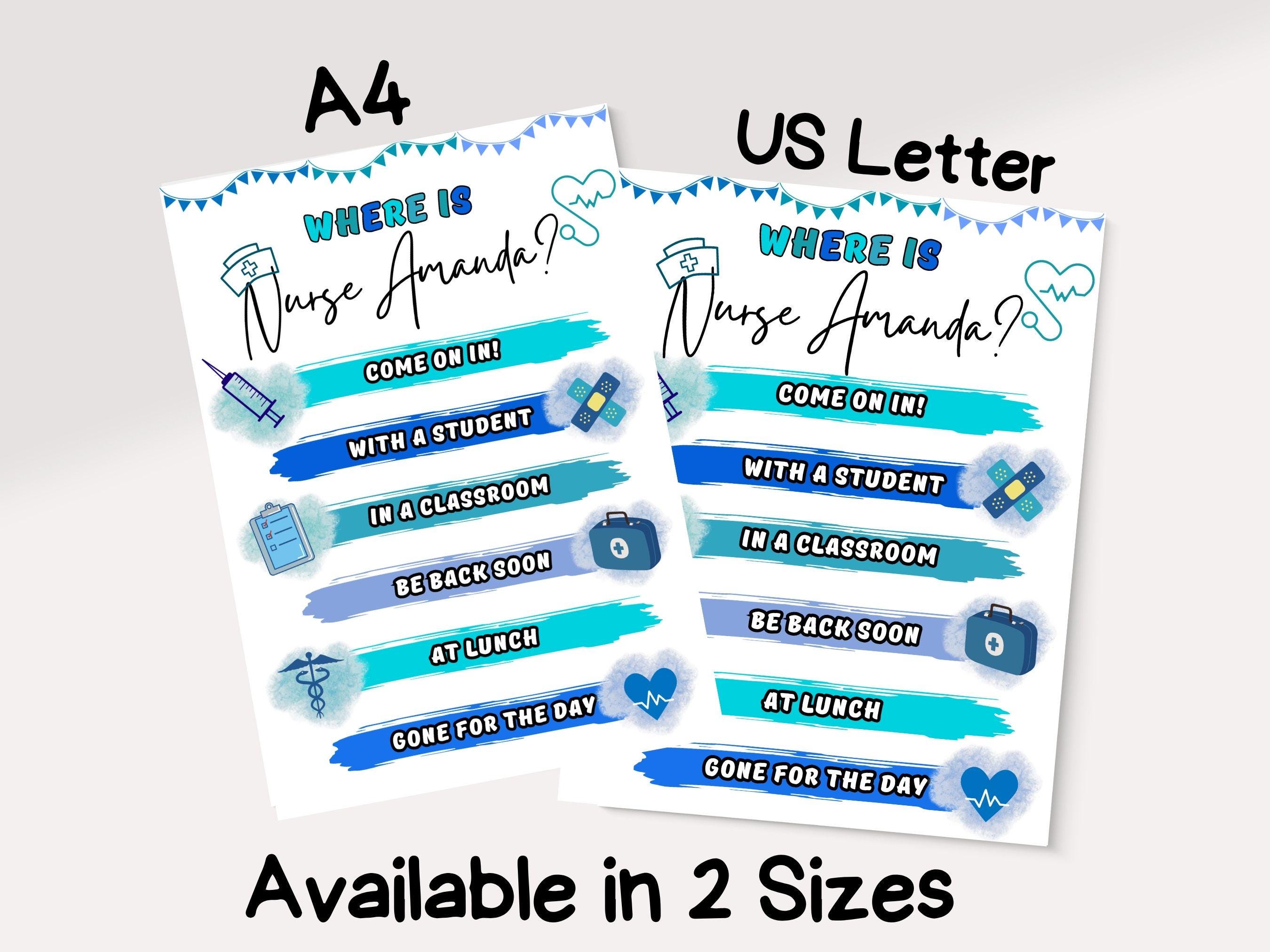 Where is the School Nurse Door Sign Printable Custom Nurses Clinic ...