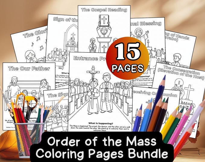 Walk Through the Mass Coloring Pages Bundle, Catholic Mass for Kids ...