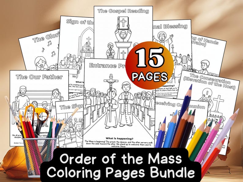 Walk Through the Mass Coloring Pages Bundle, Catholic Mass for Kids ...
