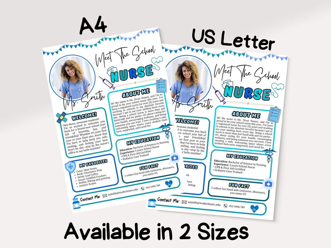 Meet the School Nurse Flyer Editable Back to School Nurse All About Me ...
