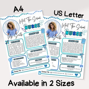 Meet the School Nurse Flyer Editable Back to School Nurse All About Me ...