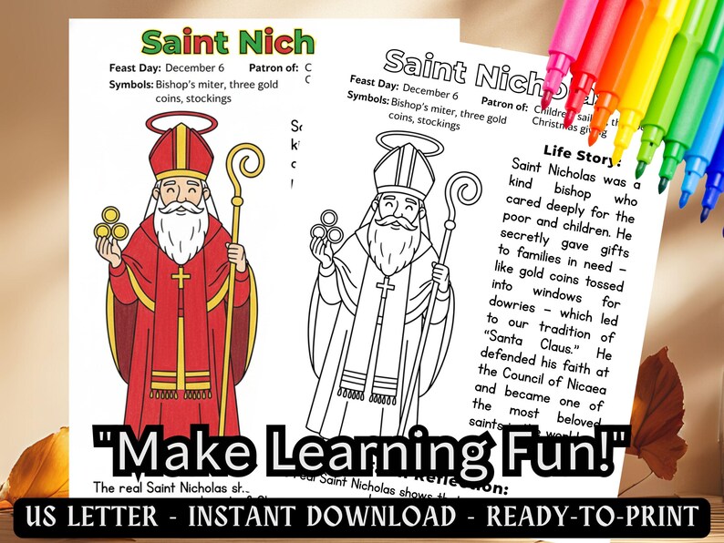Saint Nicholas Coloring Page Catholic Saint Santa Coloring Sheet ...