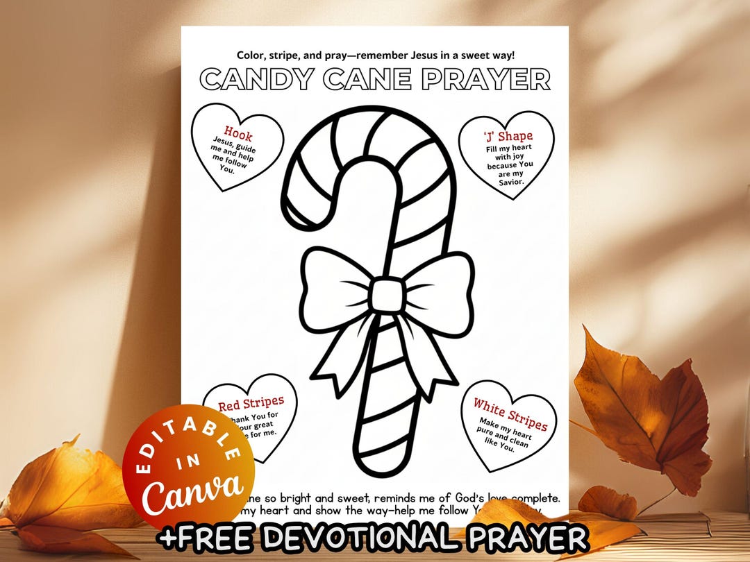 Christian Candy Cane Prayer Craft Christmas Coloring Page Kids Sunday ...
