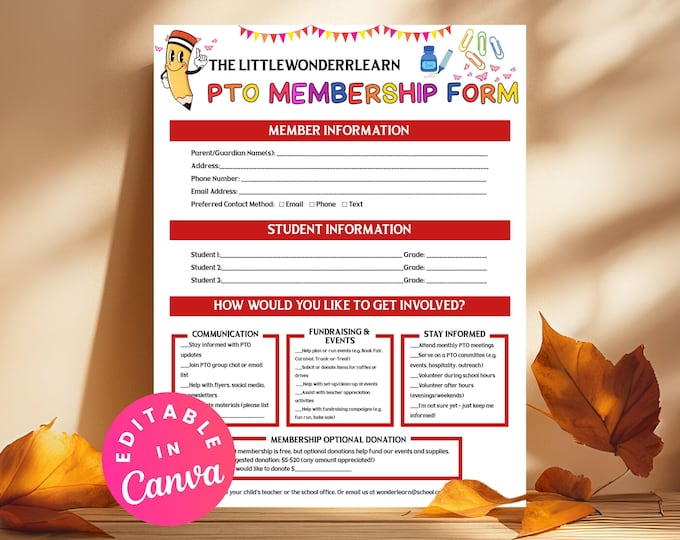 Editable PTO PTA Membership Drive Flyer, PTA Membership Form, Pta Sign ...