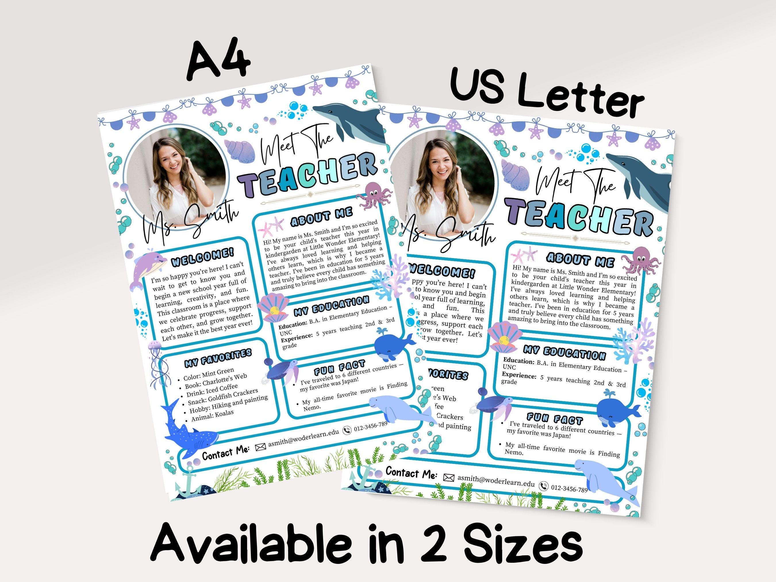 Meet the Teacher Under the Sea Ocean Theme Printable Teacher Flyer Back ...