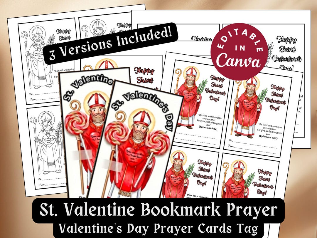 St. Valentine's Day Bookmark Printable Candy Holder for Kids Catholic ...