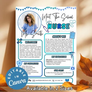 Meet the School Nurse Flyer Editable Back to School Nurse All About Me ...