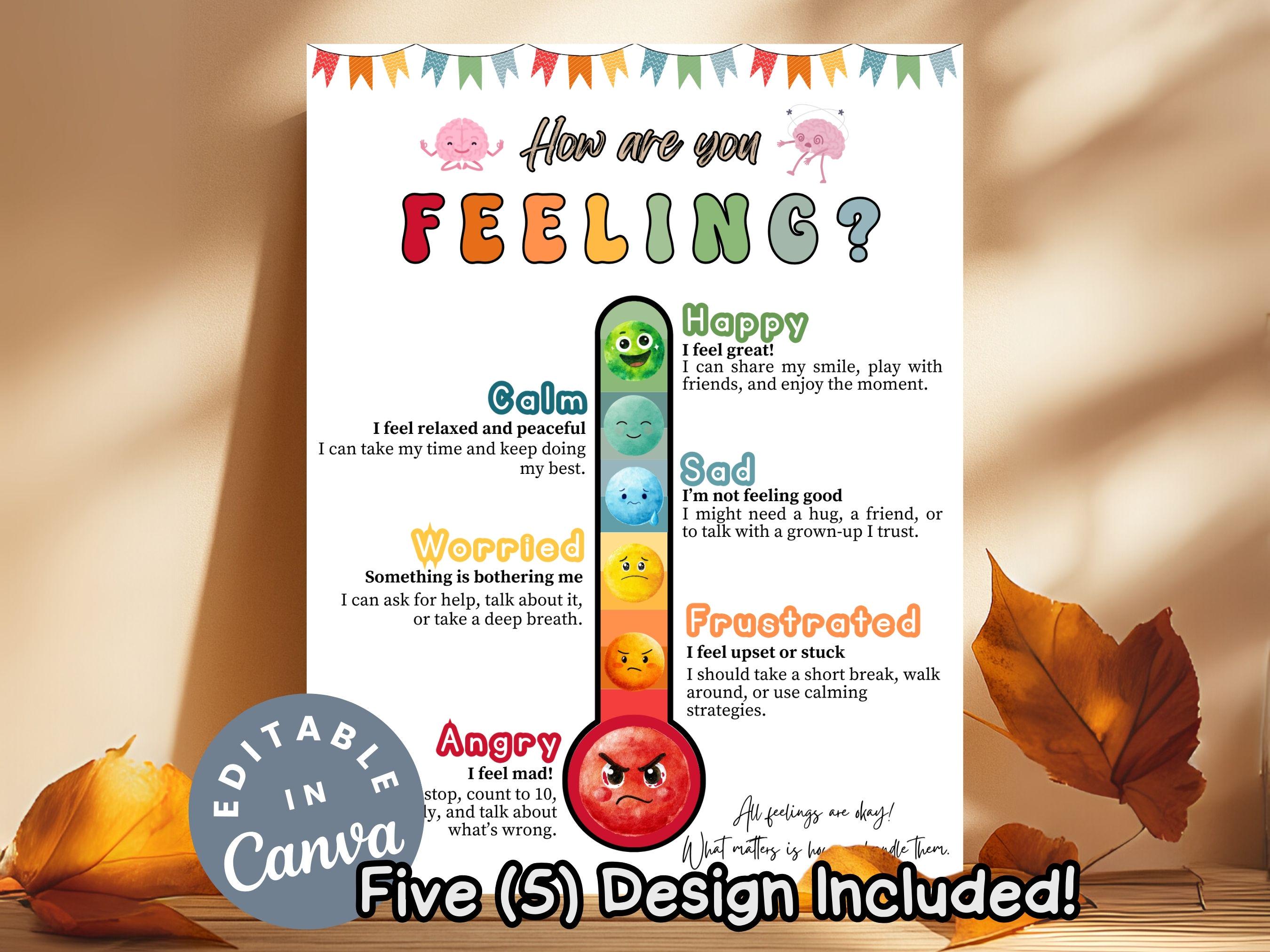 Feelings Thermometer Poster, Calm Down Corner Self Regulation Poster ...