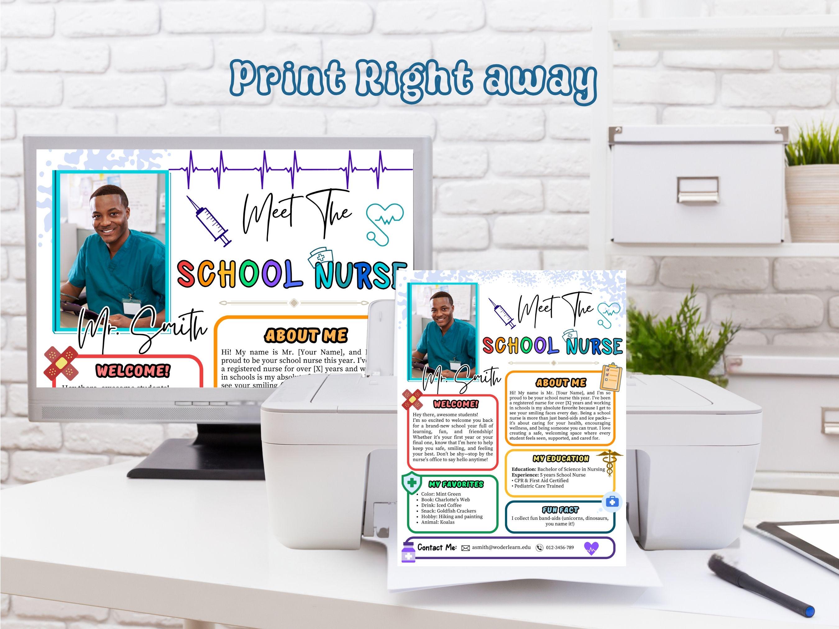Meet the School Nurse Editable Template for Back to School Printable ...