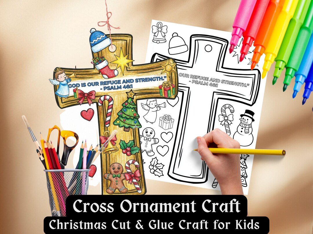 Christian Christmas Cross Ornament Craft for Kids Cross Craft Kit Cut ...
