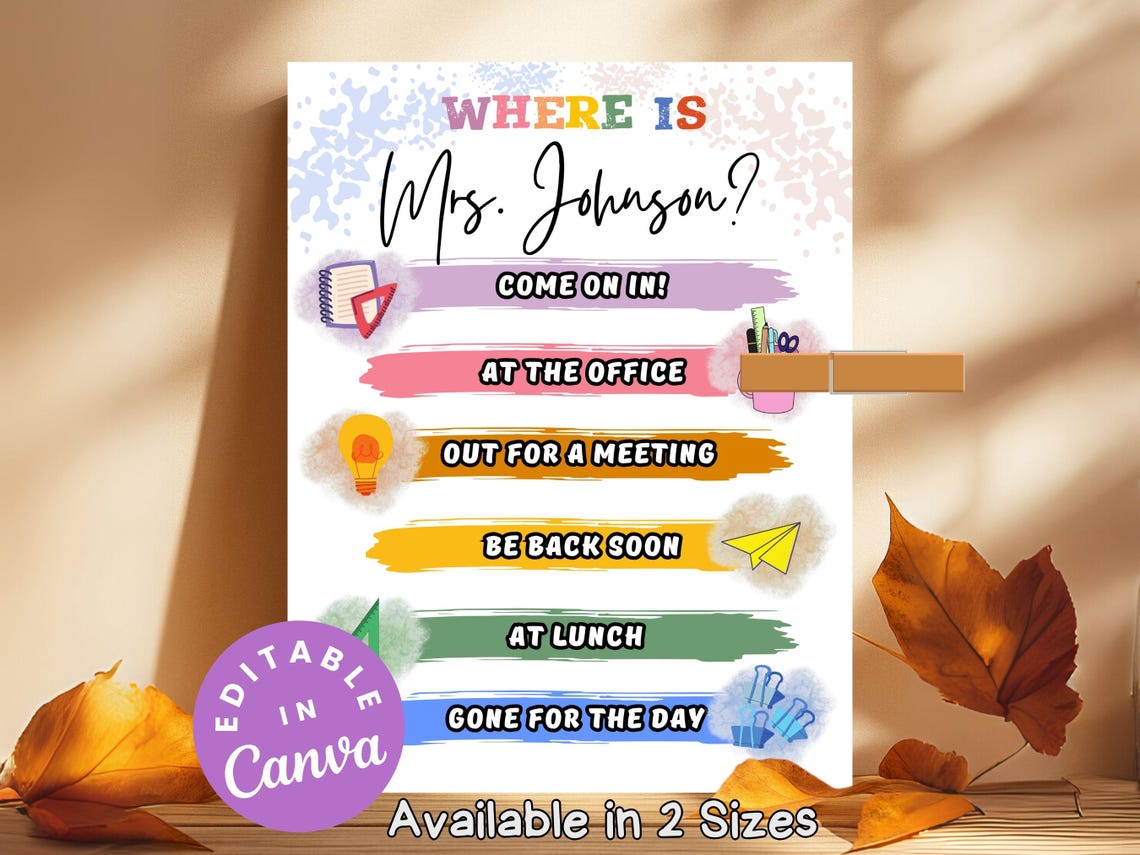 Editable Where is the Teacher Door Sign Classroom Decor Personalized ...