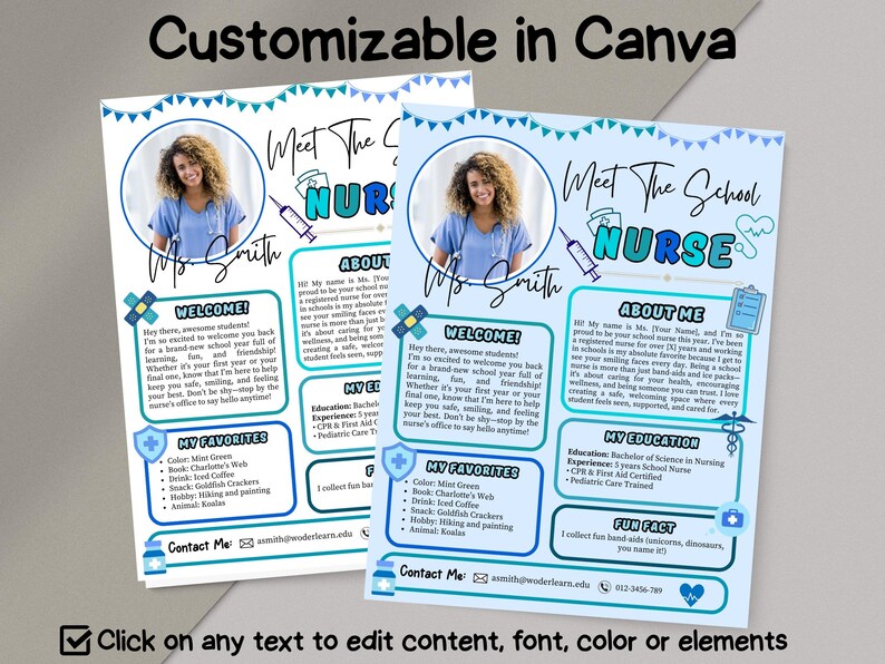 Meet the School Nurse Flyer Editable Back to School Nurse All About Me ...