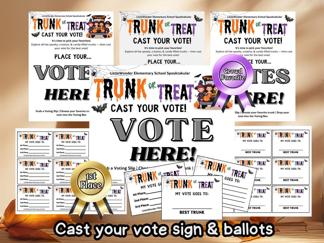 Cast Your Vote Sign Trunk or Treat Voting Ballots Bundle Editable ...