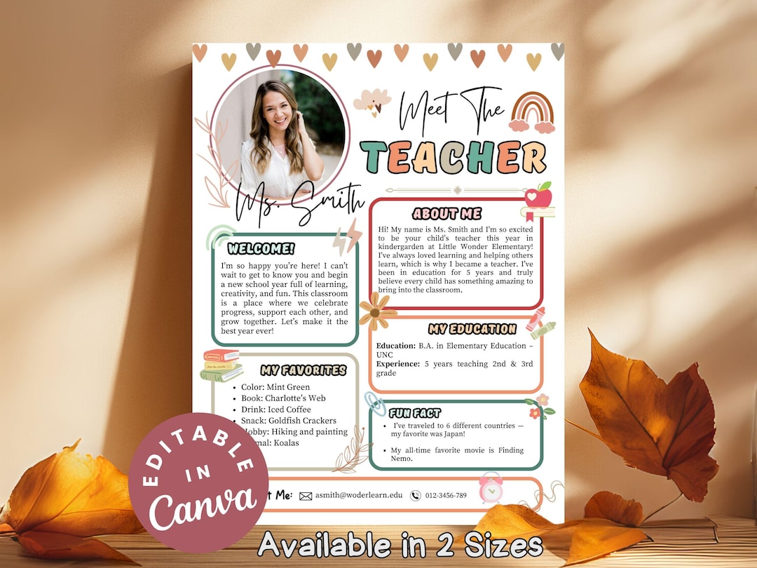 Boho Meet the Teacher Editable Template, Boho Classroom Decor, Back to ...