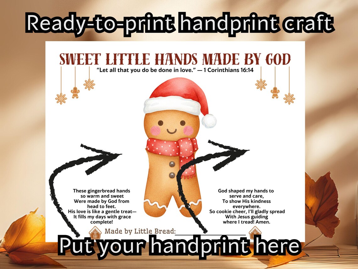 Christian Gingerbread Man Prayer Handprint Craft Kids Christmas ...