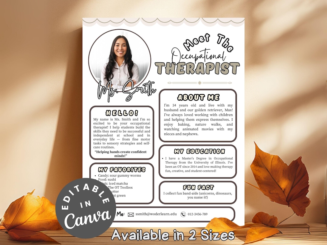 Meet the Occupational Therapist Flyer Back to School Therapist All ...