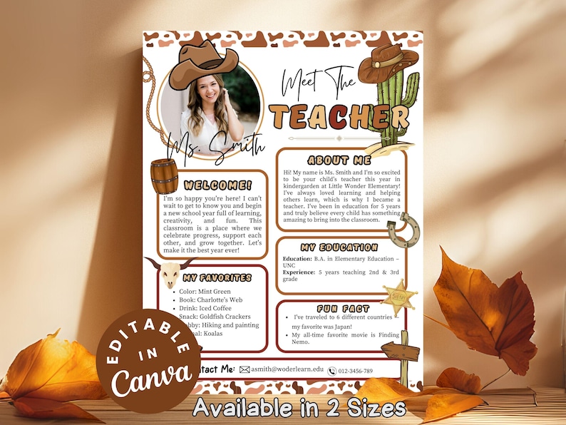 Western Meet the Teacher Cowboy Theme Teacher Introduction Western ...