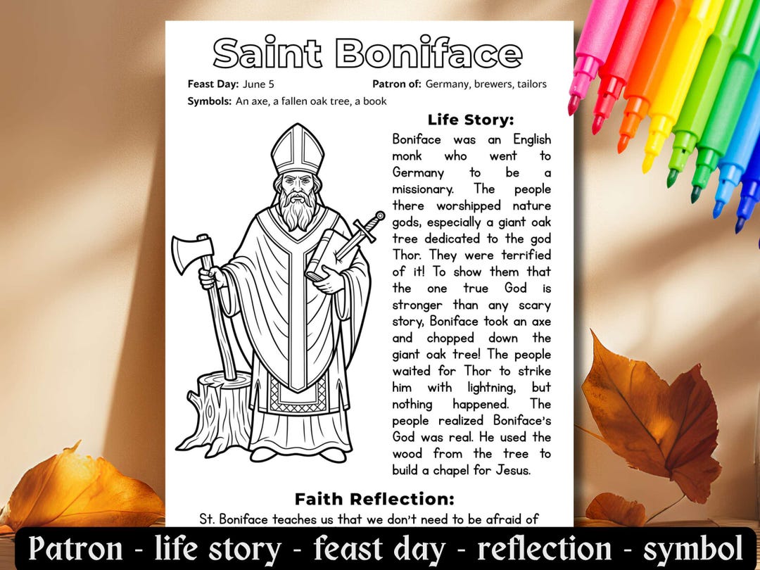 Saint Boniface Coloring Pages, Catholic Kids Saint Activity Worksheet ...