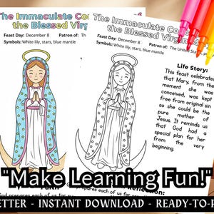 The Immaculate Conception Coloring Page Blessed Virgin Mary Catholic ...
