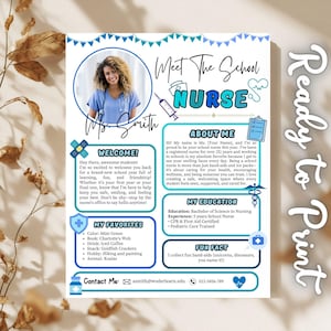 Meet the School Nurse Flyer Editable Back to School Nurse All About Me ...
