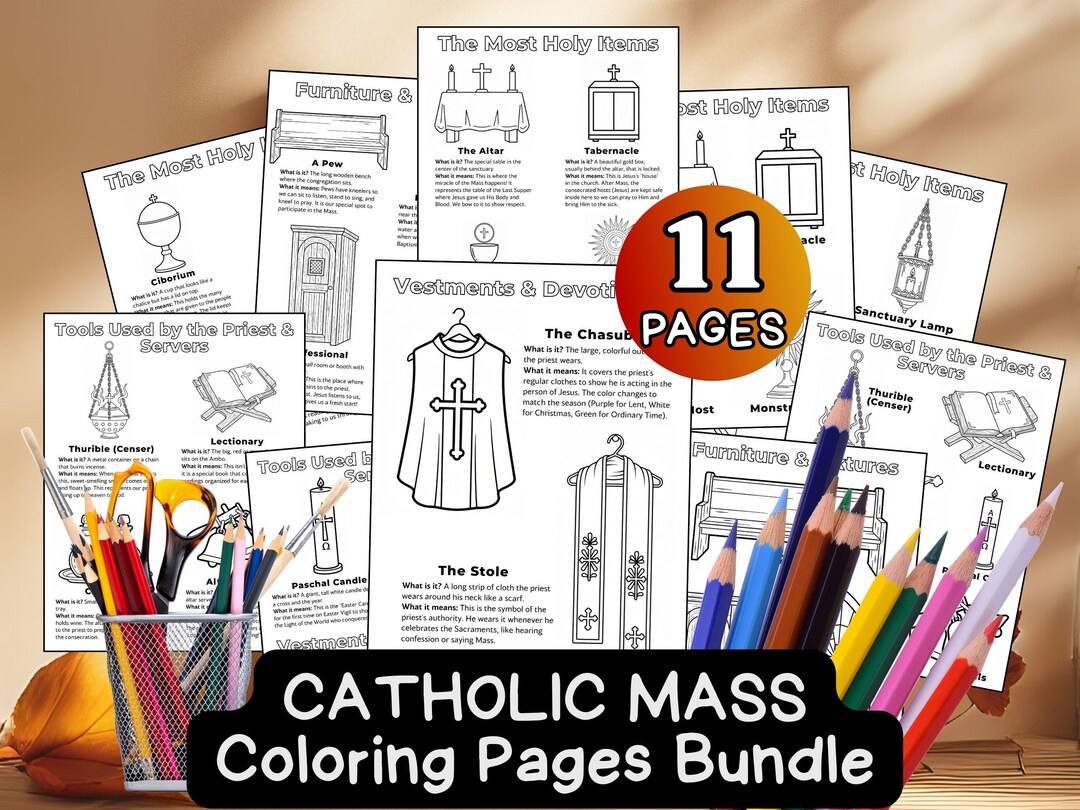 Catholic Mass Coloring Pages Bundle Kids Holy Mass Coloring Sheet ...