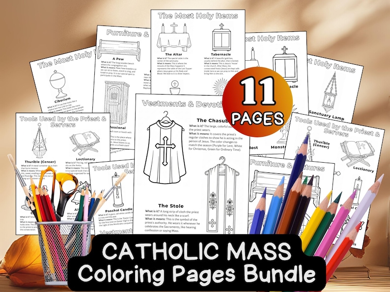 Catholic Mass Coloring Pages Bundle Kids Holy Mass Coloring Sheet ...