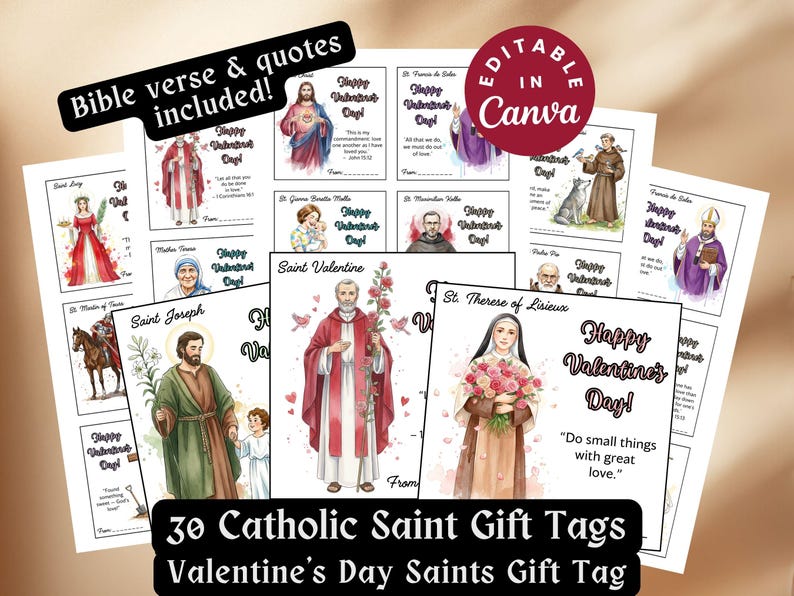 Saint Valentine's Day Gift Tags Printable Kids Catholic Prayer Cards ...