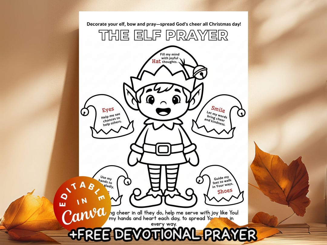 Elf Christmas Prayer Craft Christian Coloring Activity Catholic School ...