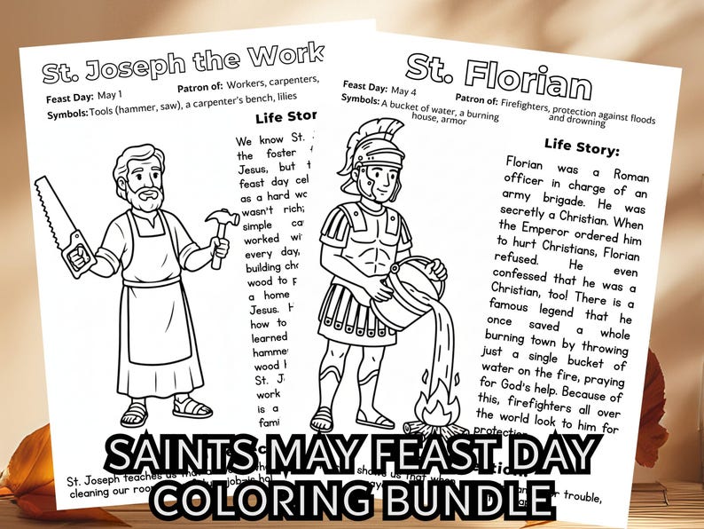 May Catholic Saints Coloring Pages Bundle Kids Monthly Saints Coloring ...