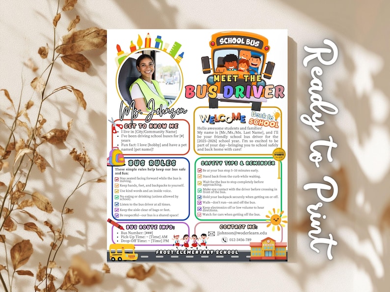 Meet the Bus Driver Flyer School Bus Rules Back to School Letter First ...