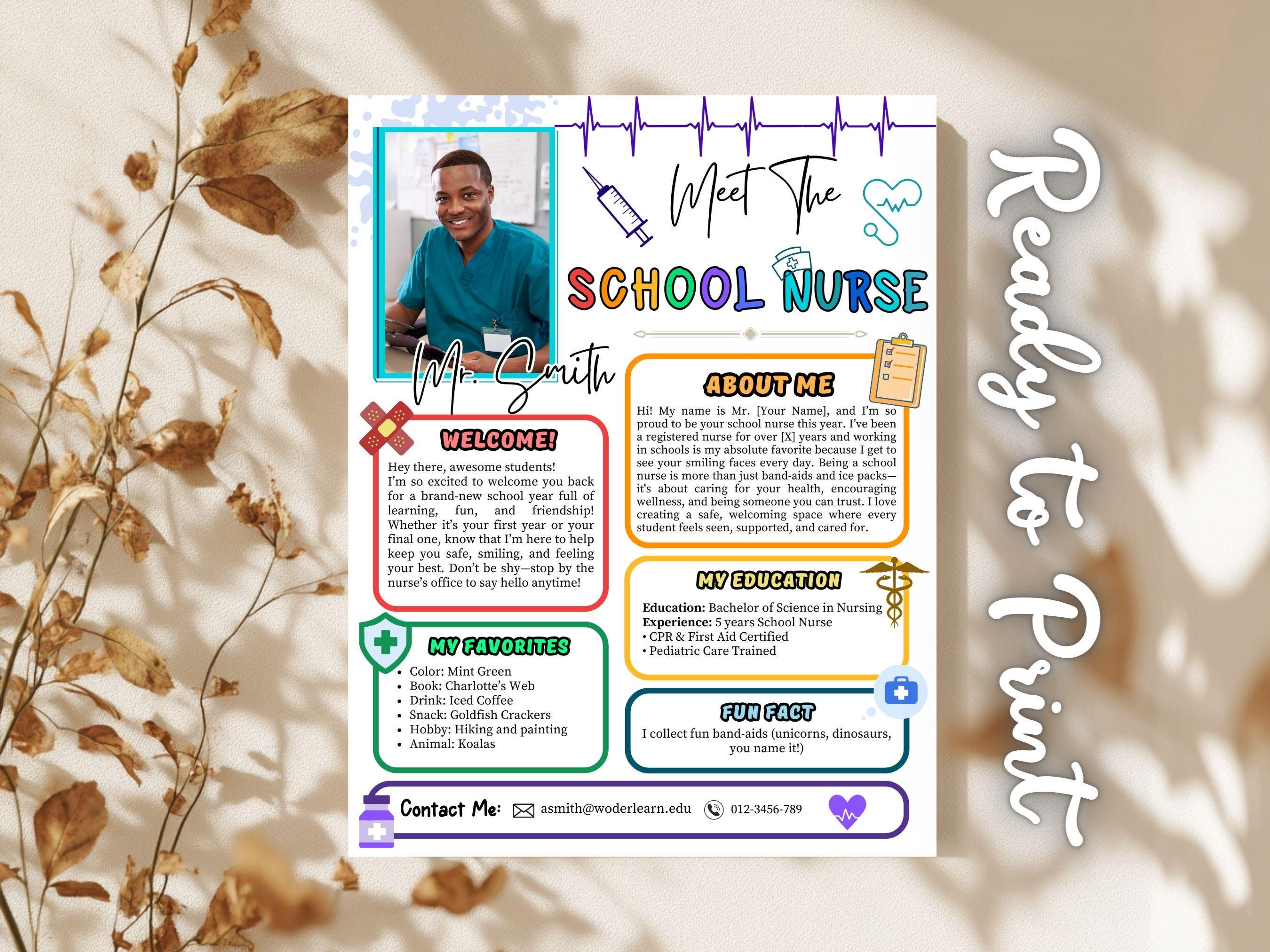Meet the School Nurse Editable Template for Back to School Printable ...