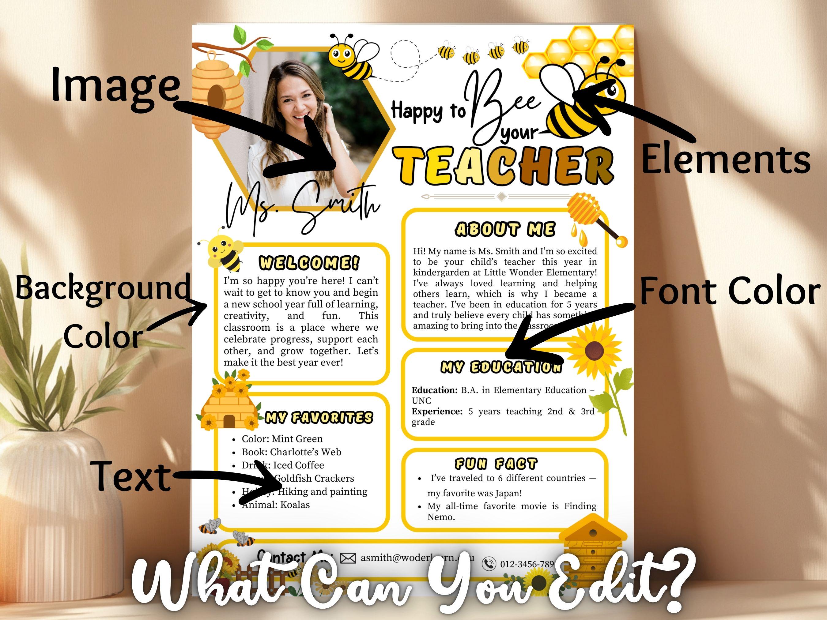 Meet the Teacher Bee Theme Flyer Editable Classroom Decor Honey Bee ...