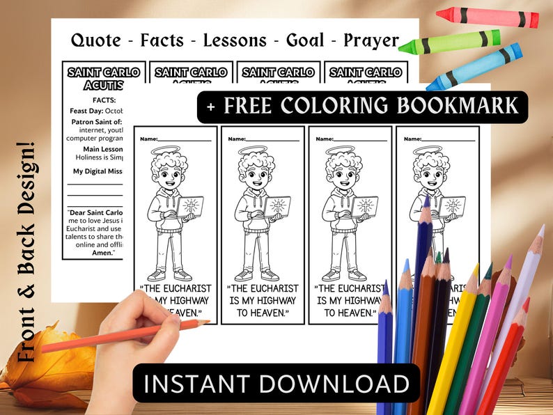 Saint Carlo Acutis Activity Placemat Kids Catholic Saint Prayer ...