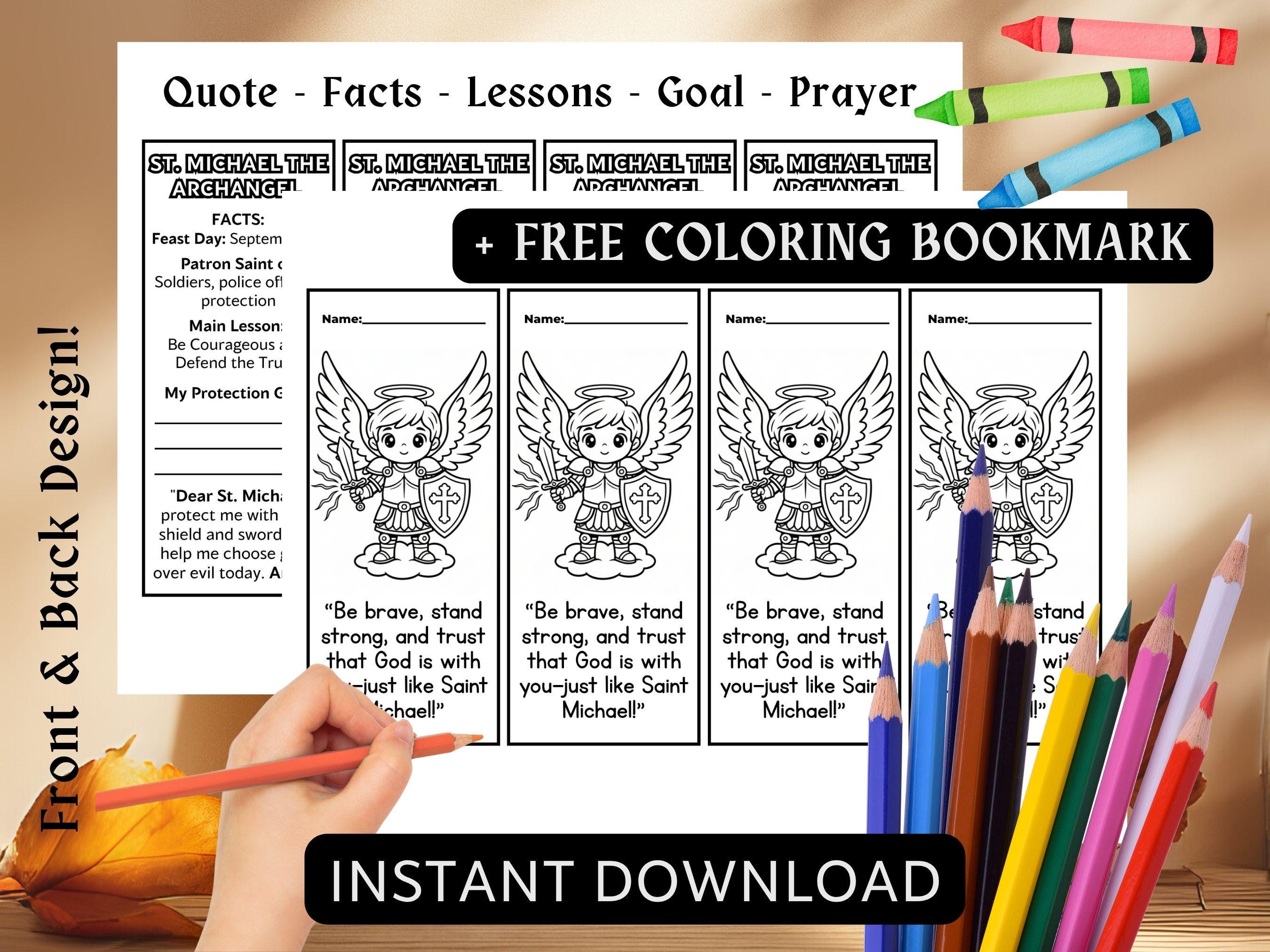 St Michael the Archangel Coloring Activity Placemat Kids Catholic Saint ...