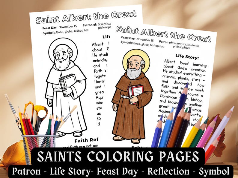 Saint Albert the Great Coloring Page Kids Catholic Saint Coloring Sheet ...