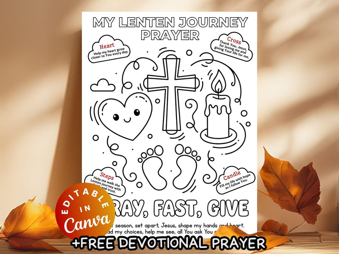 Lent Prayer Christian Coloring Lenten Craft Printable Kid Easter Sunday ...