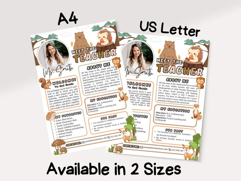 Woodland Meet the Teacher Flyer Back to School Wild Animal Theme ...