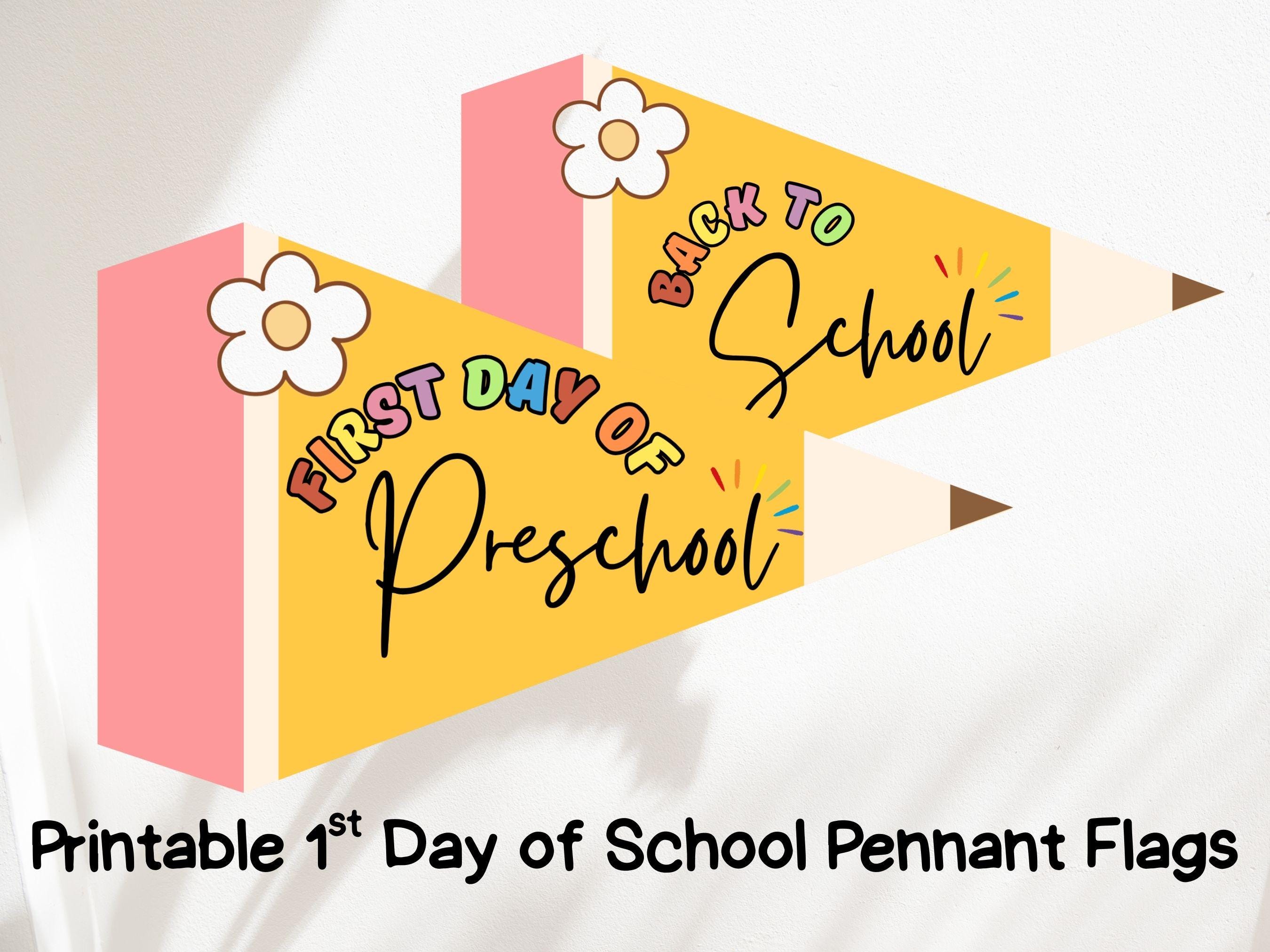 Back to School Pencil Pennant Flag First Day of Kindergarten Flag ...