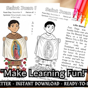 Saint Juan Diego Coloring Page Kids Catholic Saint Coloring Activity ...