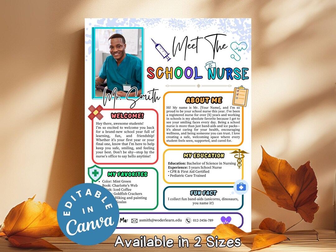 Meet the School Nurse Editable Template for Back to School Printable ...