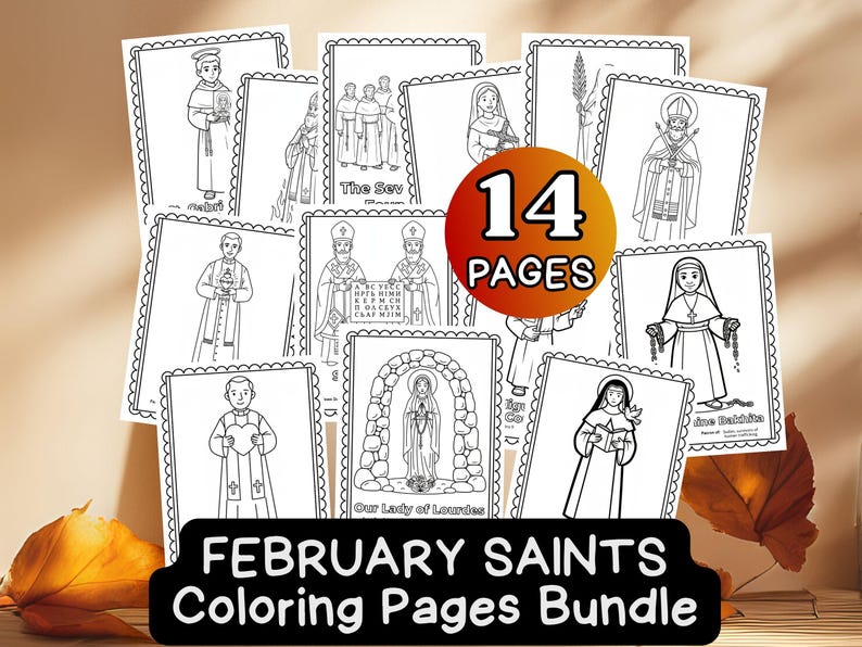 February Feast Saints Kids Coloring Pages Bundle Monthly Catholic ...