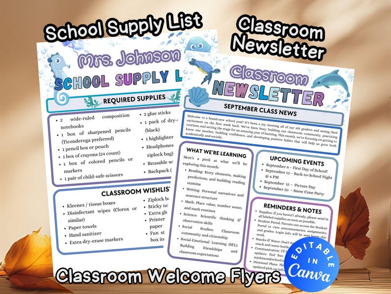 Ocean Theme Teacher Welcome Letter Bundle Back to School Under the Sea ...