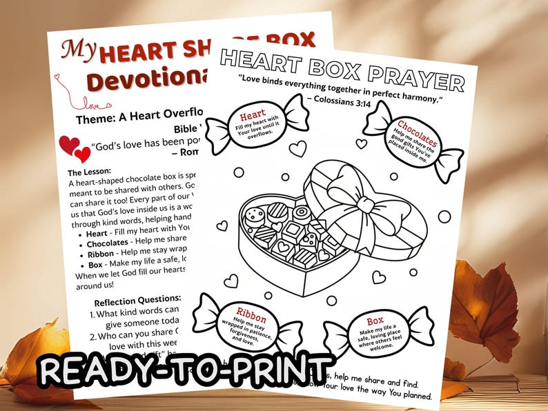 Christian Chocolate Heart Box Prayer Craft Kids Sunday School Activity ...