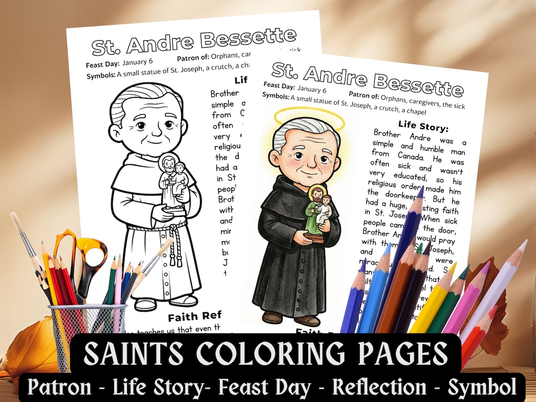 Saint Andre Bessette Coloring Pages, Kids Catholic Saint Coloring Sheet ...