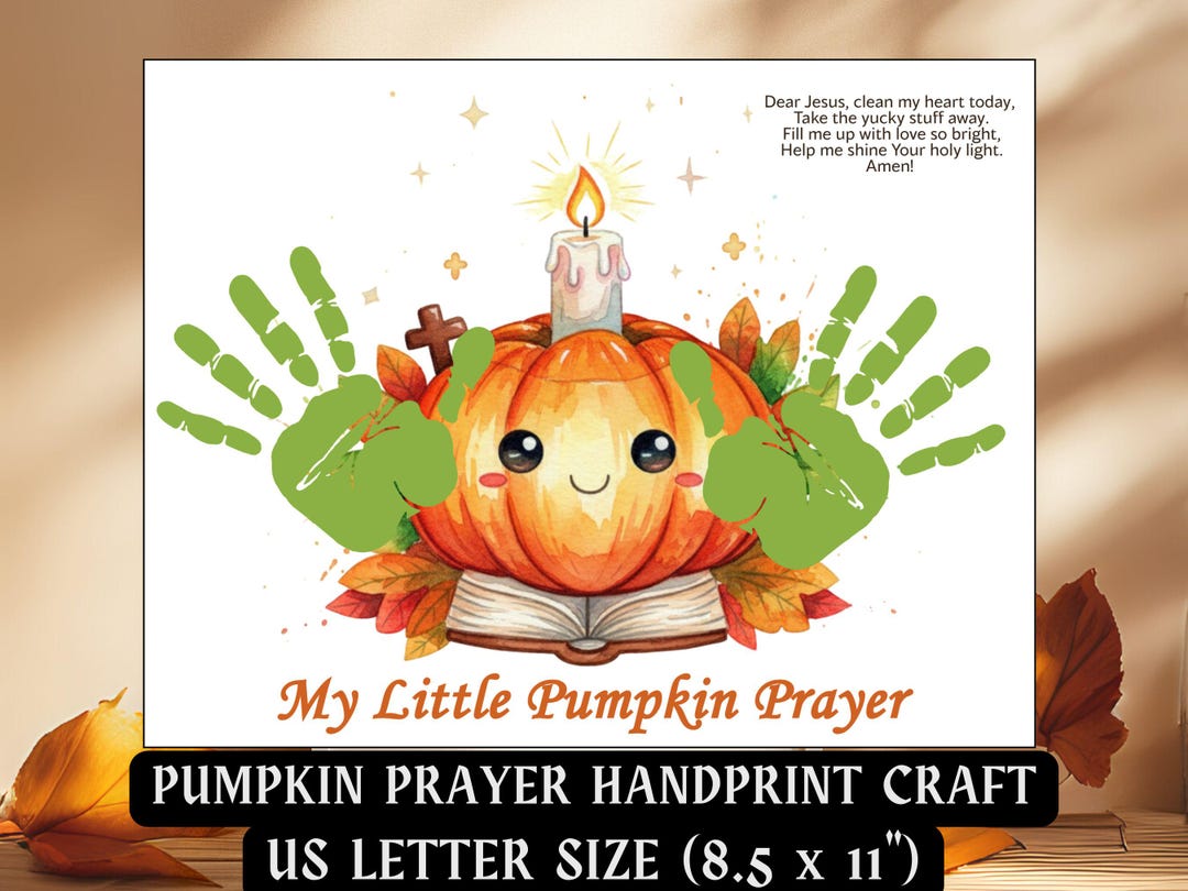 Christian Pumpkin Prayer Handprint Craft Kids Thanksgiving Pumpkin ...