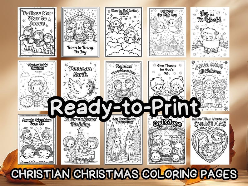 Christian Christmas Nativity Scene Coloring Pages Bundle Kids Bible ...