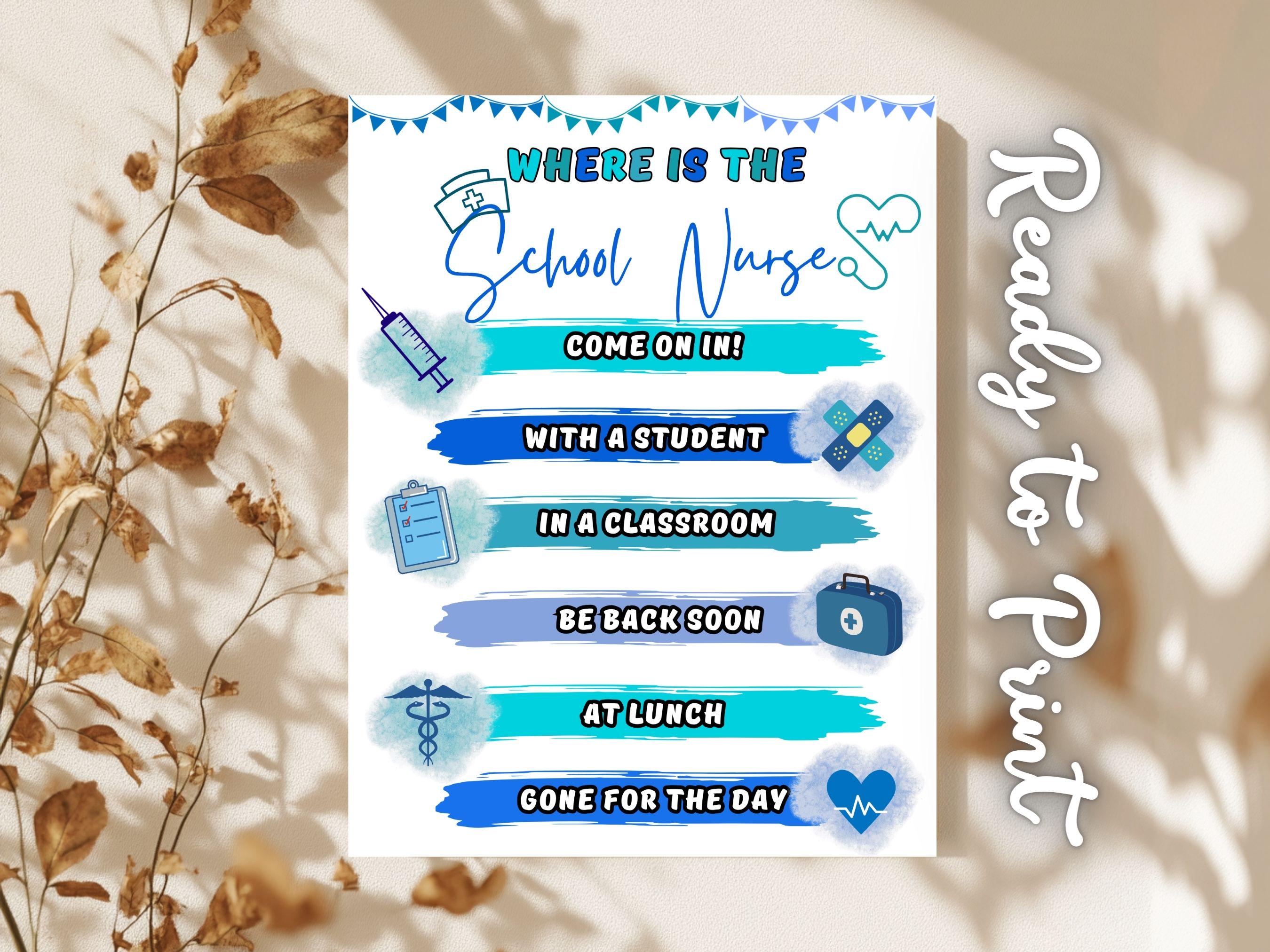 Where is the School Nurse Door Sign Printable Custom Nurses Clinic ...