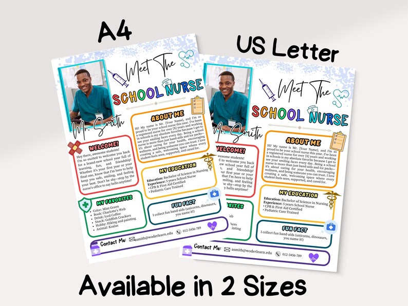 Meet the School Nurse Editable Template for Back to School Printable ...
